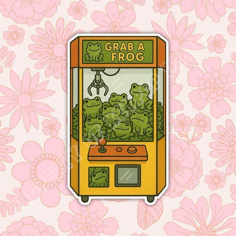 Grab A Frog Waterproof Sticker, Vinyl Sticker, Funny Stickers, Laptop ...
