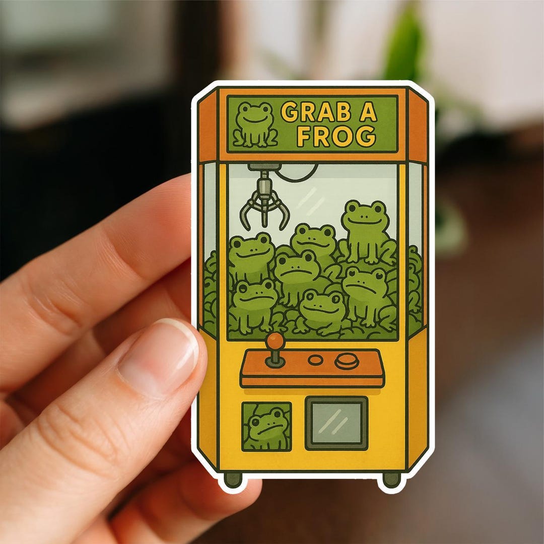 Grab A Frog Waterproof Sticker, Vinyl Sticker, Funny Stickers, Laptop ...