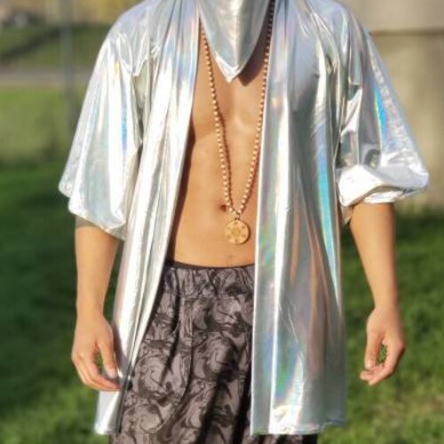 Men's Rave Kimono Holographic Kimono Iridescent Jacket - Etsy