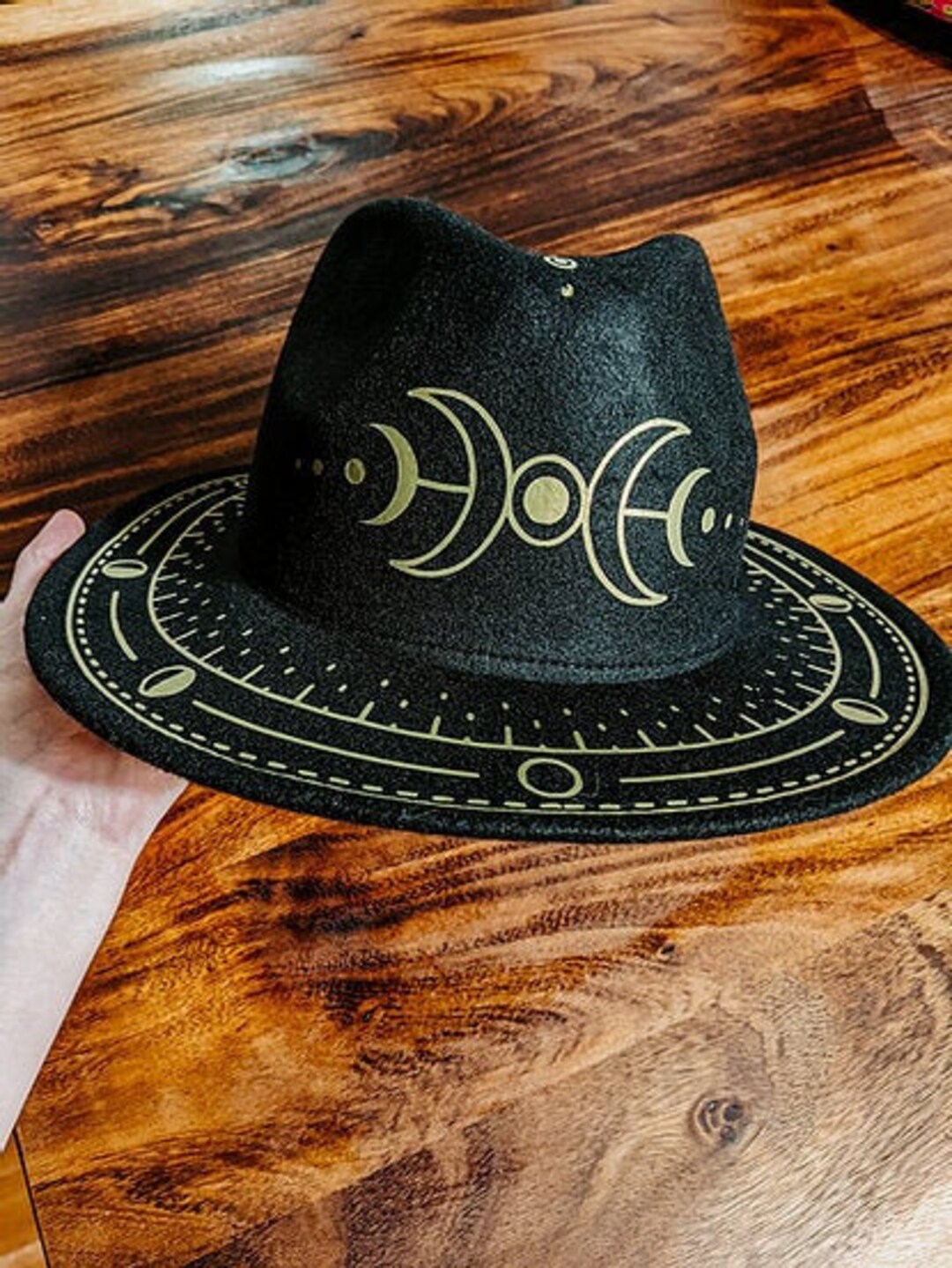 Moon Phases Hat| Mystic Adventure Hat| Nature Wide Brim Hat| Witchy ...