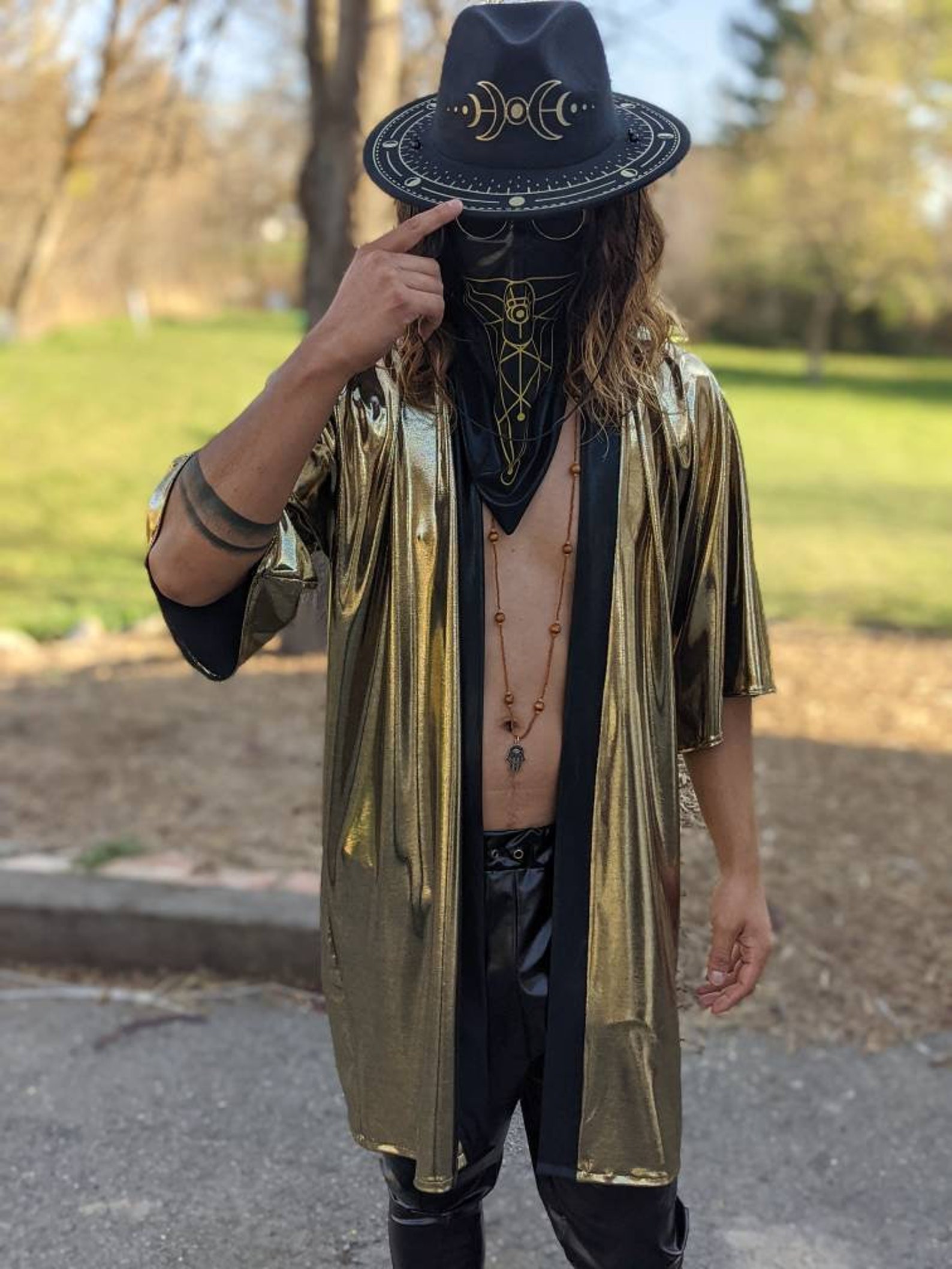 Men's Rave Kimono Gold Kimono Festival Cloak Festival Jacket Festival ...