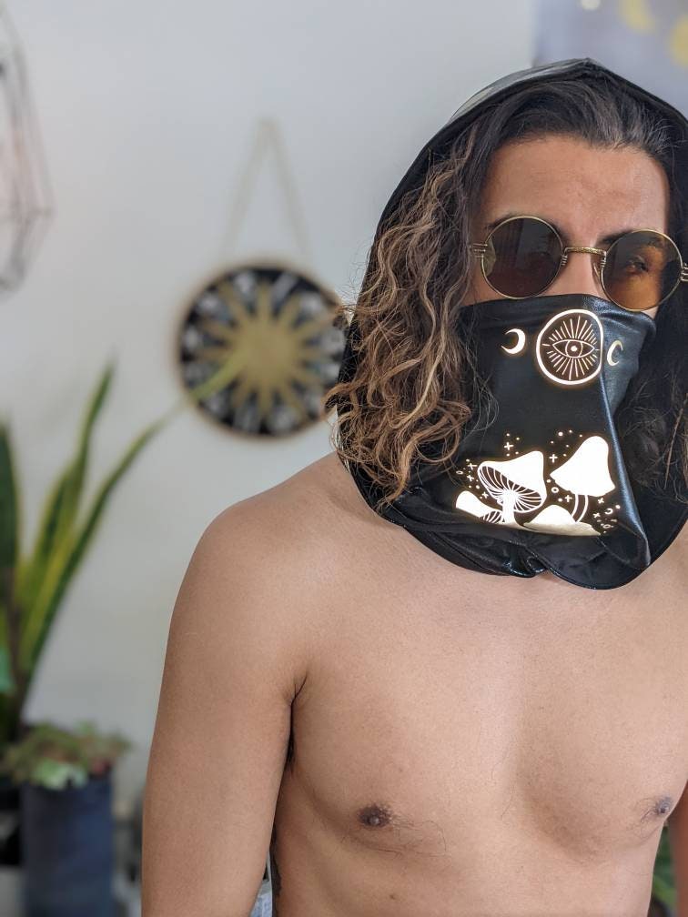 Reflective Trippy Mushroom Hood Festival Hood Rave Hood - Etsy