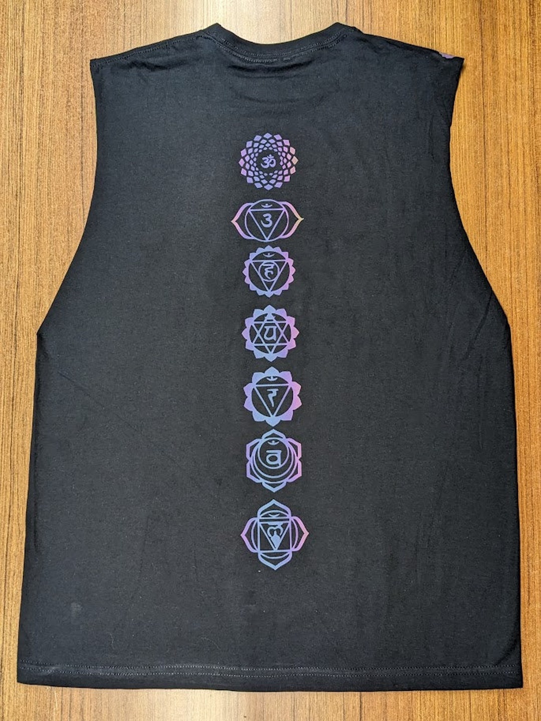 Reflective Chakras Cut off Shirt Holographic Chakra Shirt Men's Yoga ...