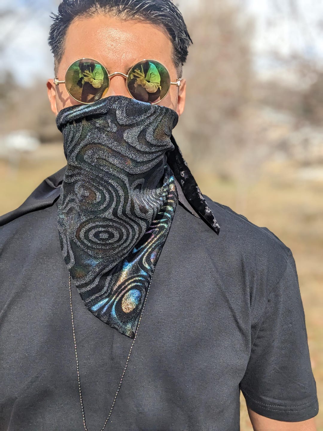 Holographic Swirl Bandana: Iridescent Psychedelic Dust Scarf - Etsy