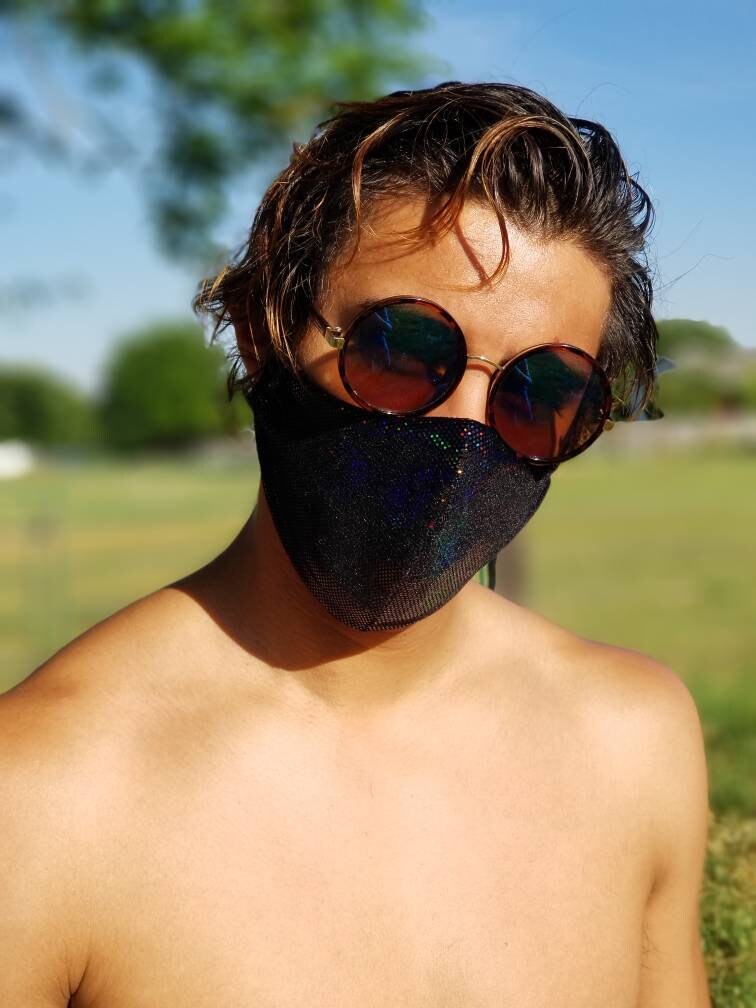 Rave Mask Reusable Face Mask Fashion Mask Iridescent Mask - Etsy