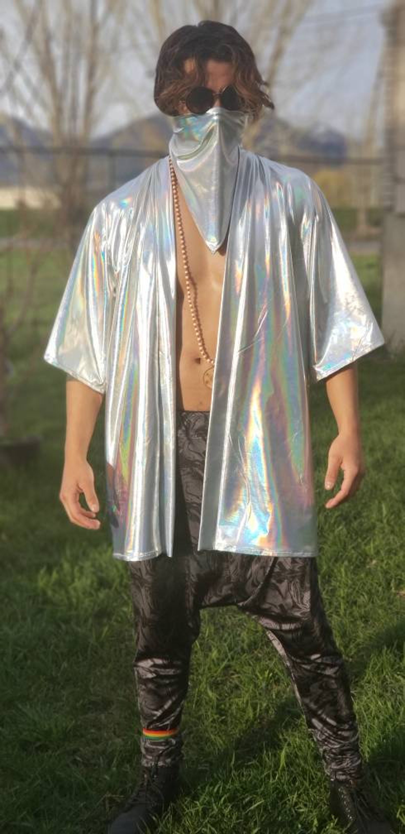 Men's Rave Kimono Holographic Kimono Iridescent Jacket - Etsy