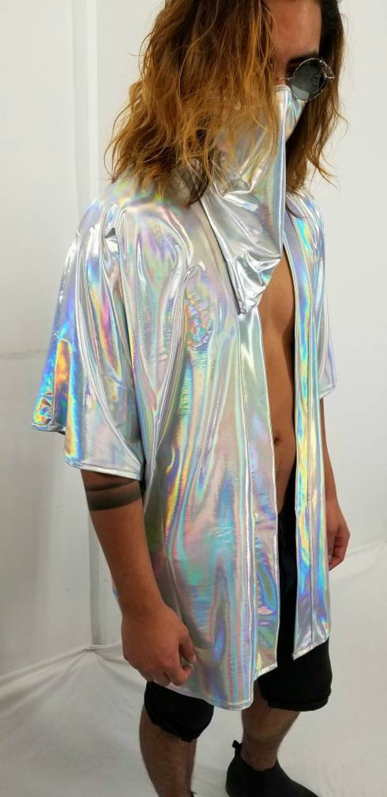 Men's Rave Kimono Holographic Kimono Iridescent Jacket - Etsy