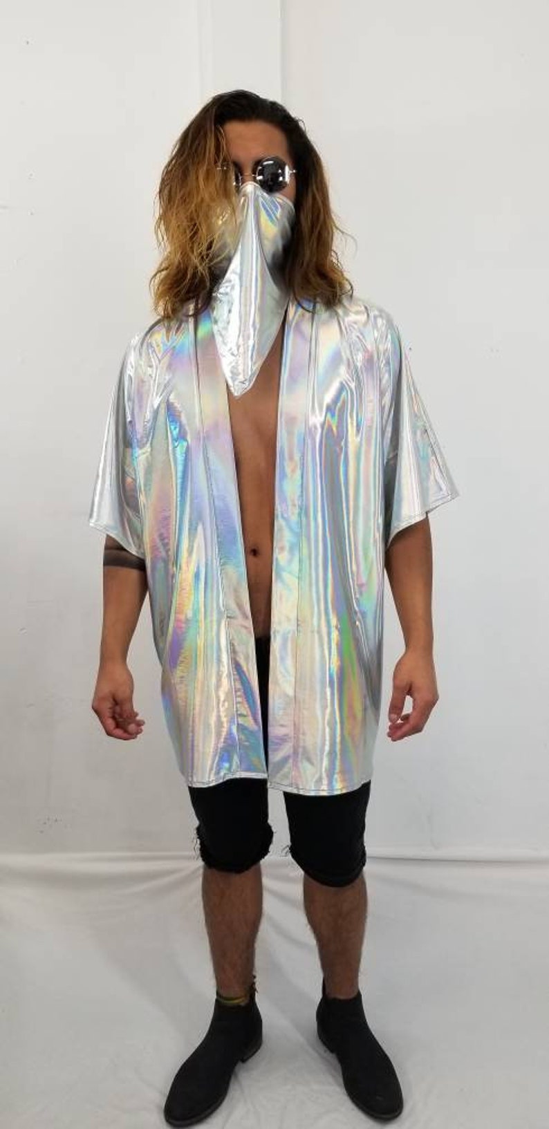 Men's Rave Kimono Holographic Kimono Iridescent Jacket - Etsy