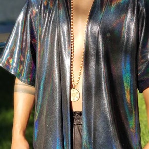 Men's Rave Kimono | Festival Jacket | Iridescent Party Robe| Men's ...