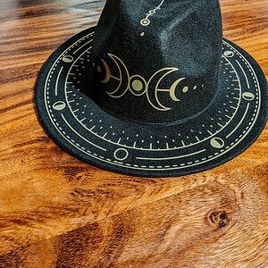 Moon Phases Hat| Mystic Adventure Hat| Nature Wide Brim Hat| Witchy ...