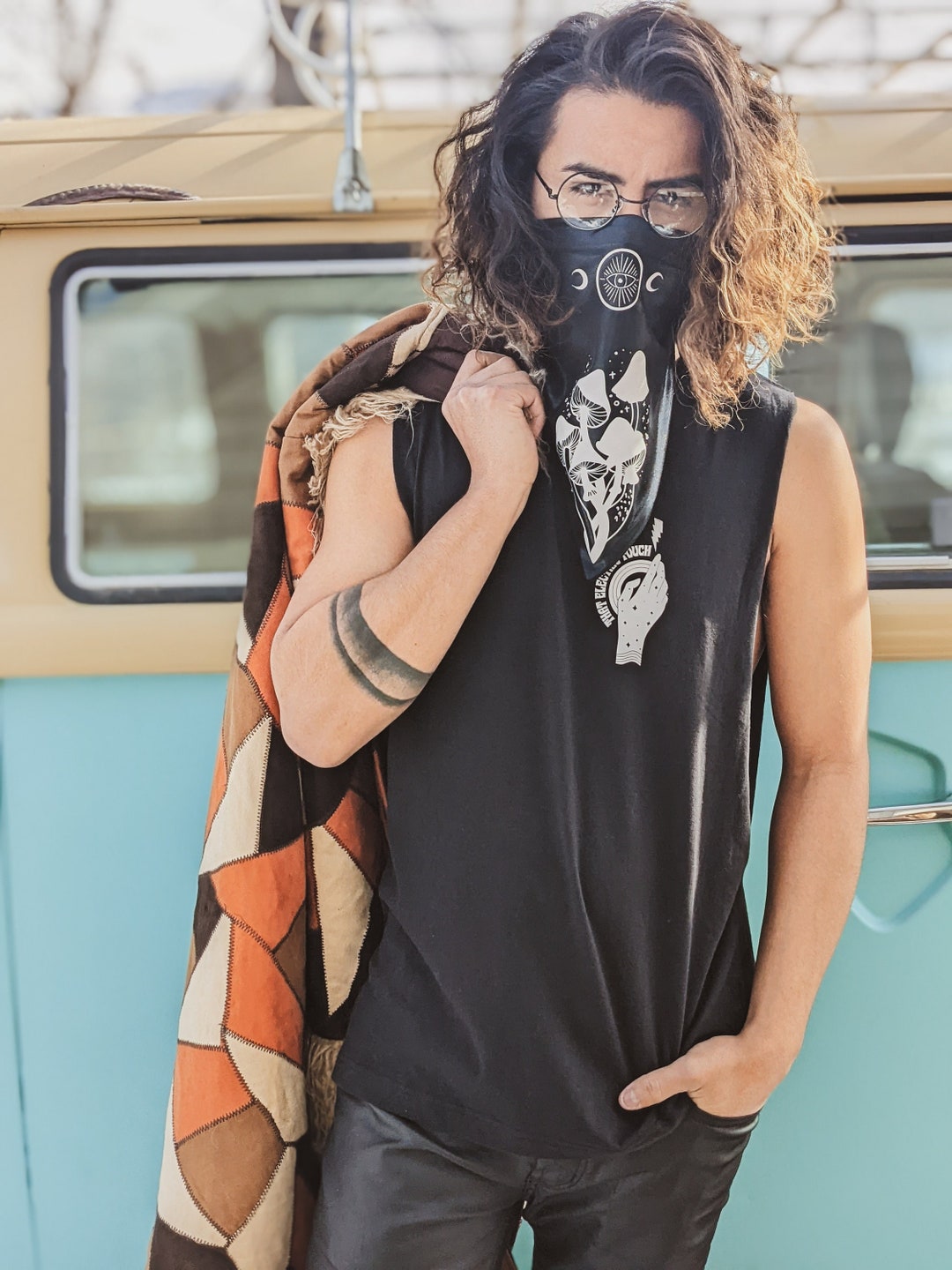 Reflective Mystic Mushroom Bandana - Etsy
