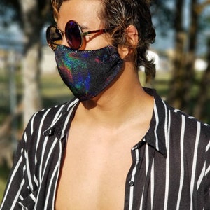 Rave Mask| Reusable Face Mask| Fashion Mask| Iridescent Mask| Festival ...