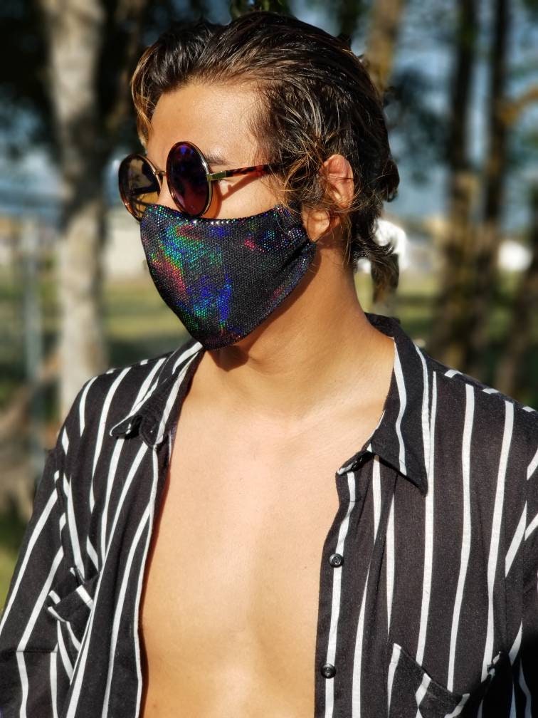 Rave Mask Reusable Face Mask Fashion Mask Iridescent Mask - Etsy