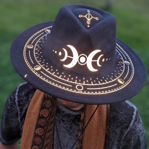 Reflective Moon Phases Hat| Mystic Adventure Hat| Nature Wide Brim Hat ...