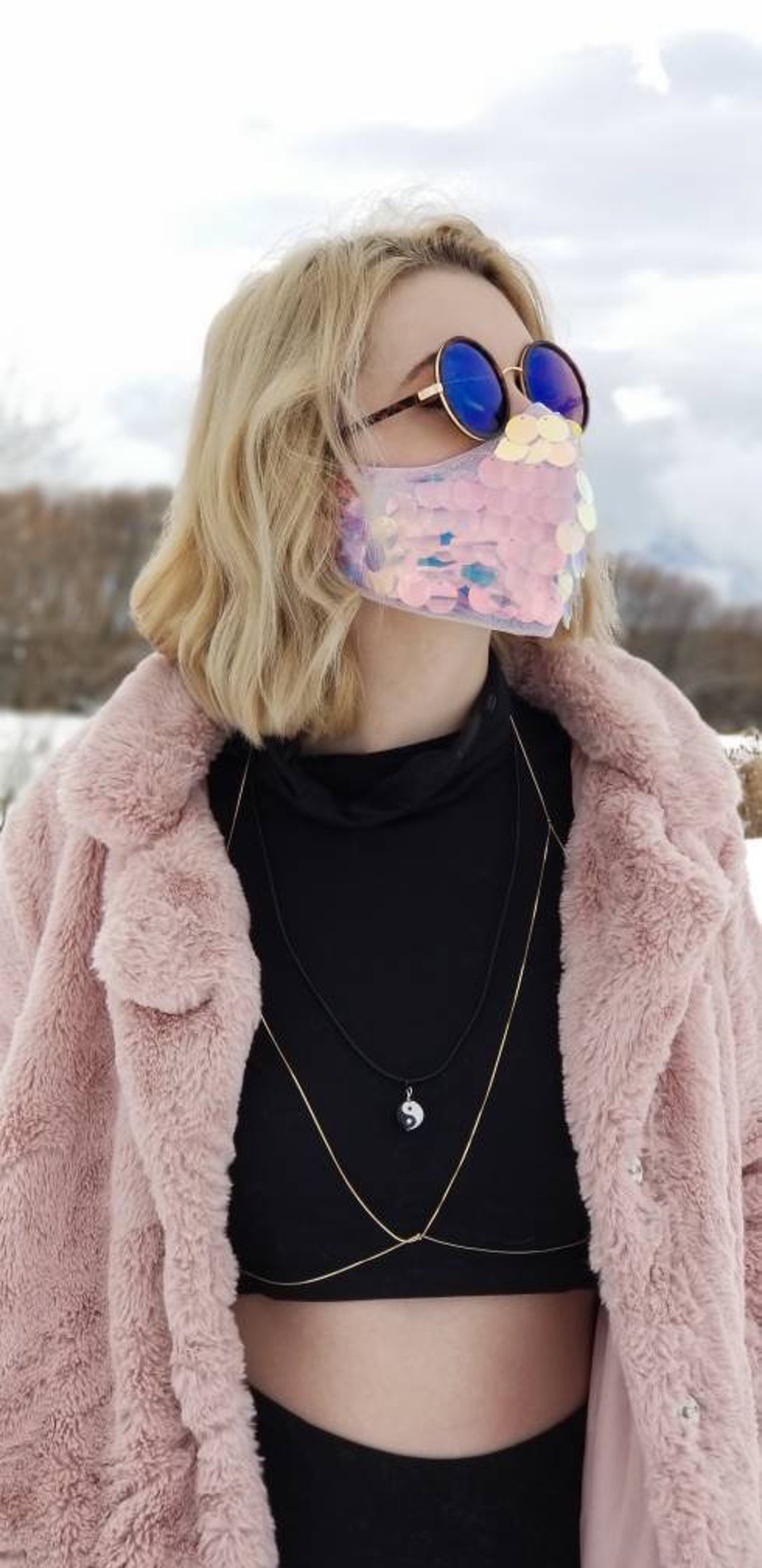 Sequin Rave Mask Face Mask Festival Mask Dust Mask Sequin | Etsy