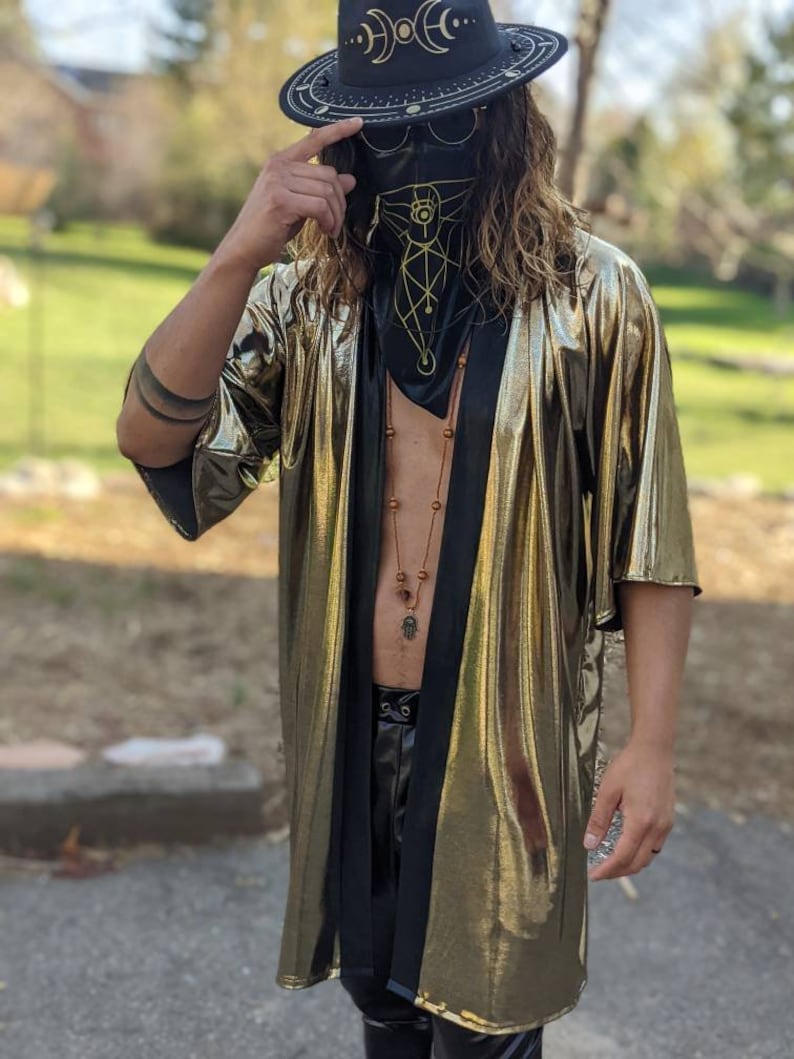 Men's Rave Kimono Gold Kimono Festival Cloak Festival | Etsy
