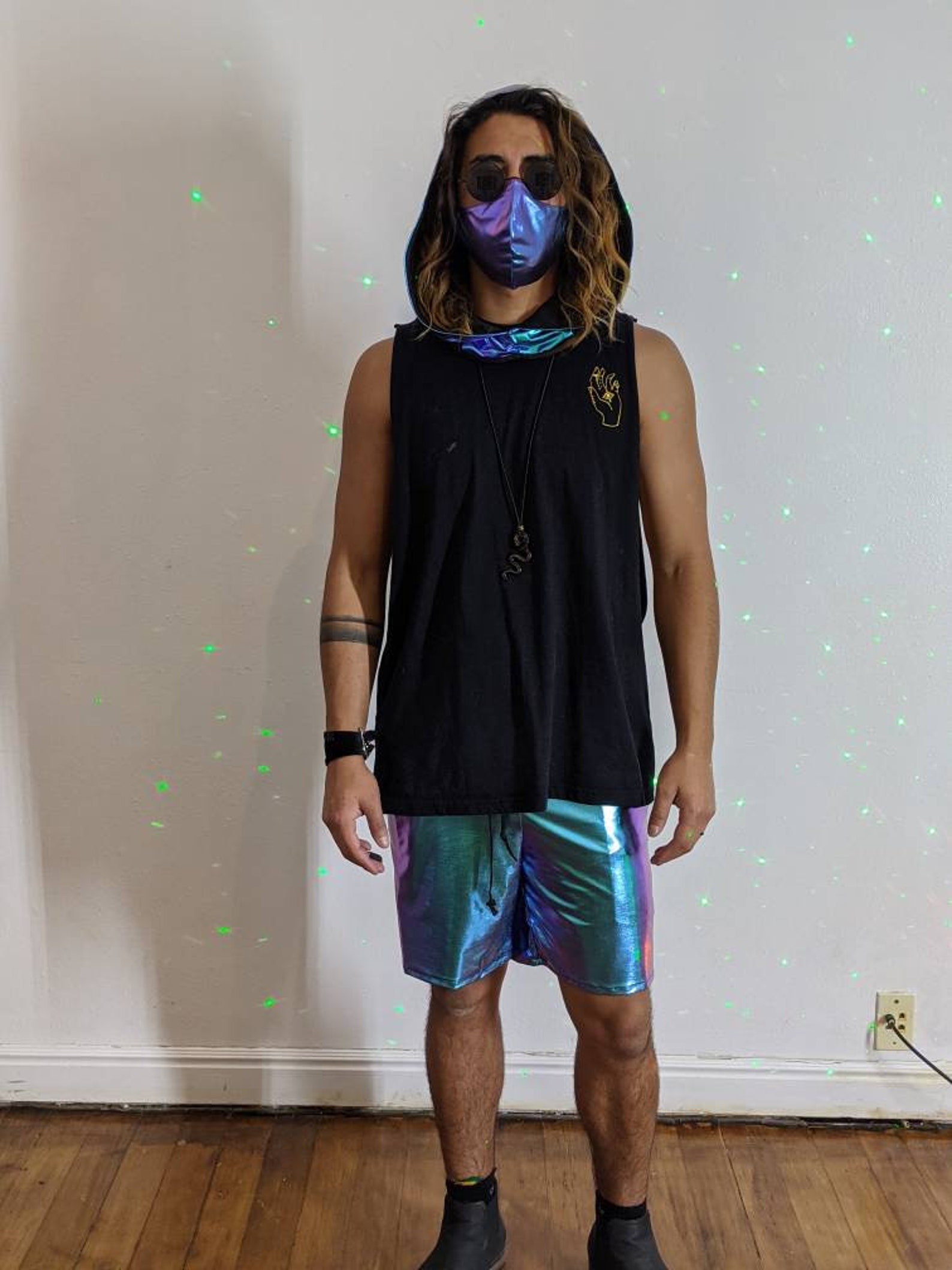 Holographic Men's Shorts Rave Shorts Iridescent Rave - Etsy