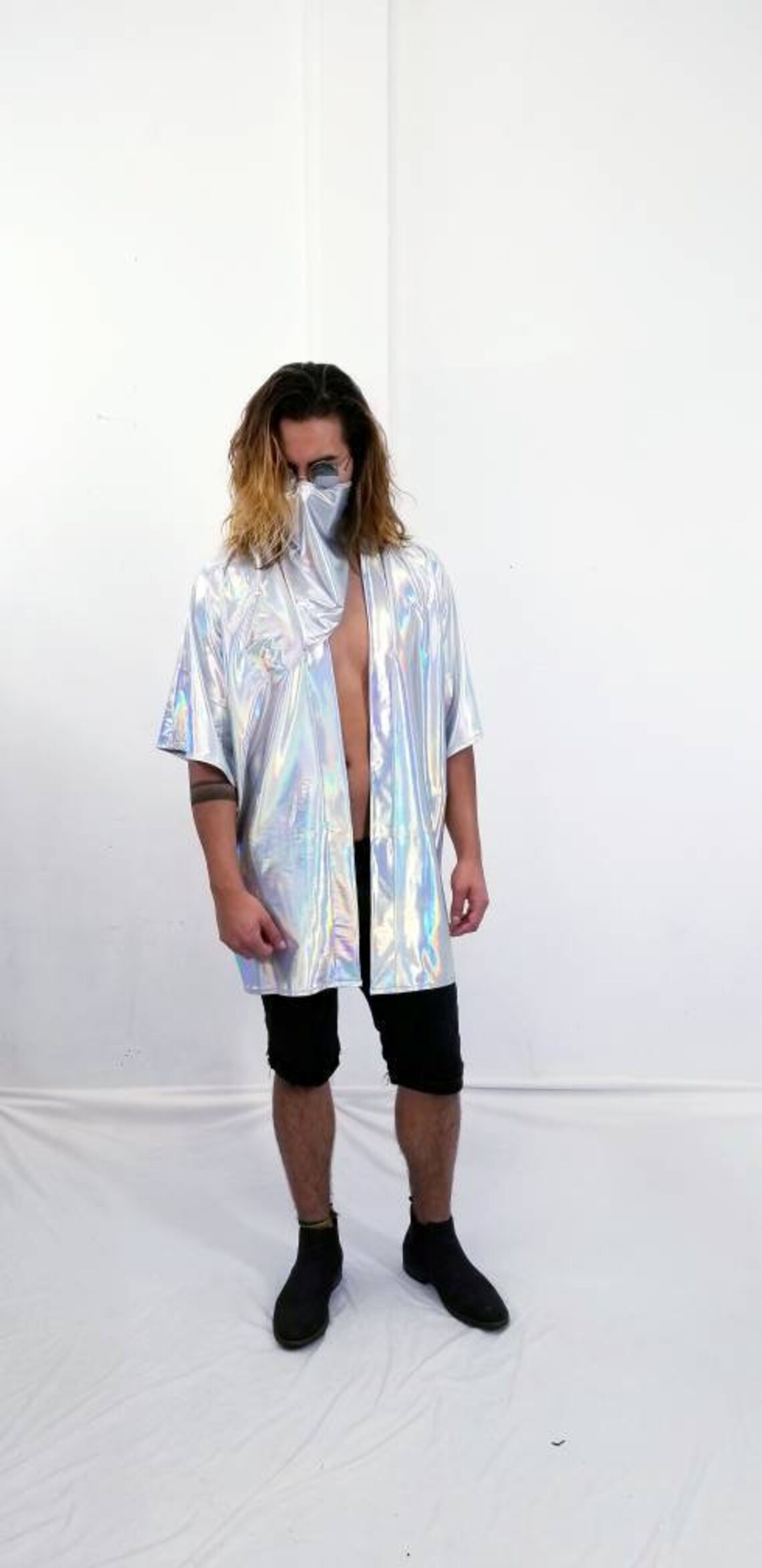 Men's Rave Kimono Holographic Kimono Iridescent Jacket - Etsy