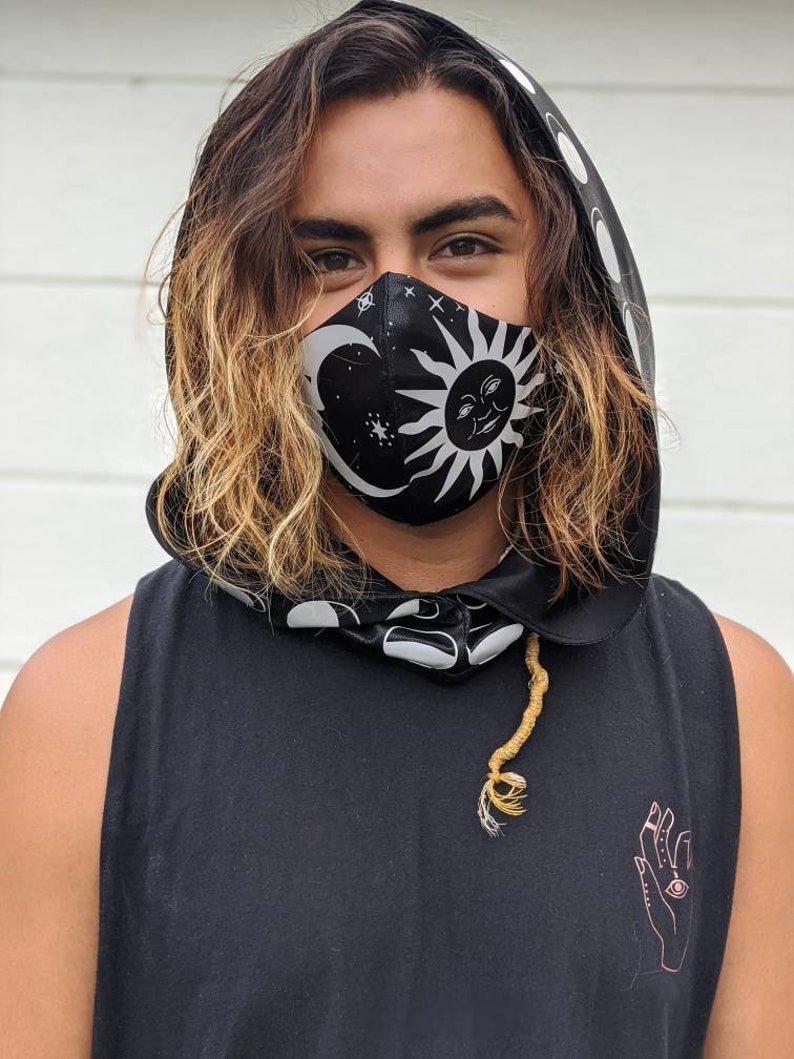Reflective Moon & Sun Face Mask Rave Mask Reflective Face | Etsy