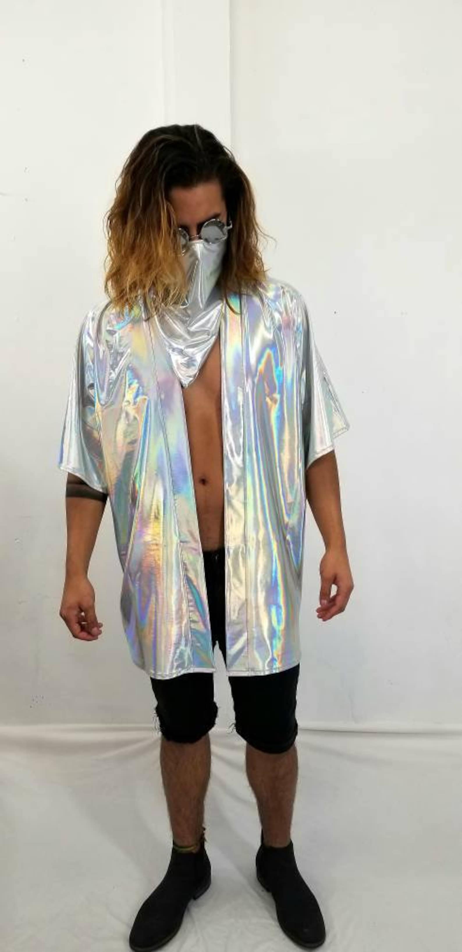 Men's Rave Kimono Holographic Kimono Iridescent Jacket - Etsy