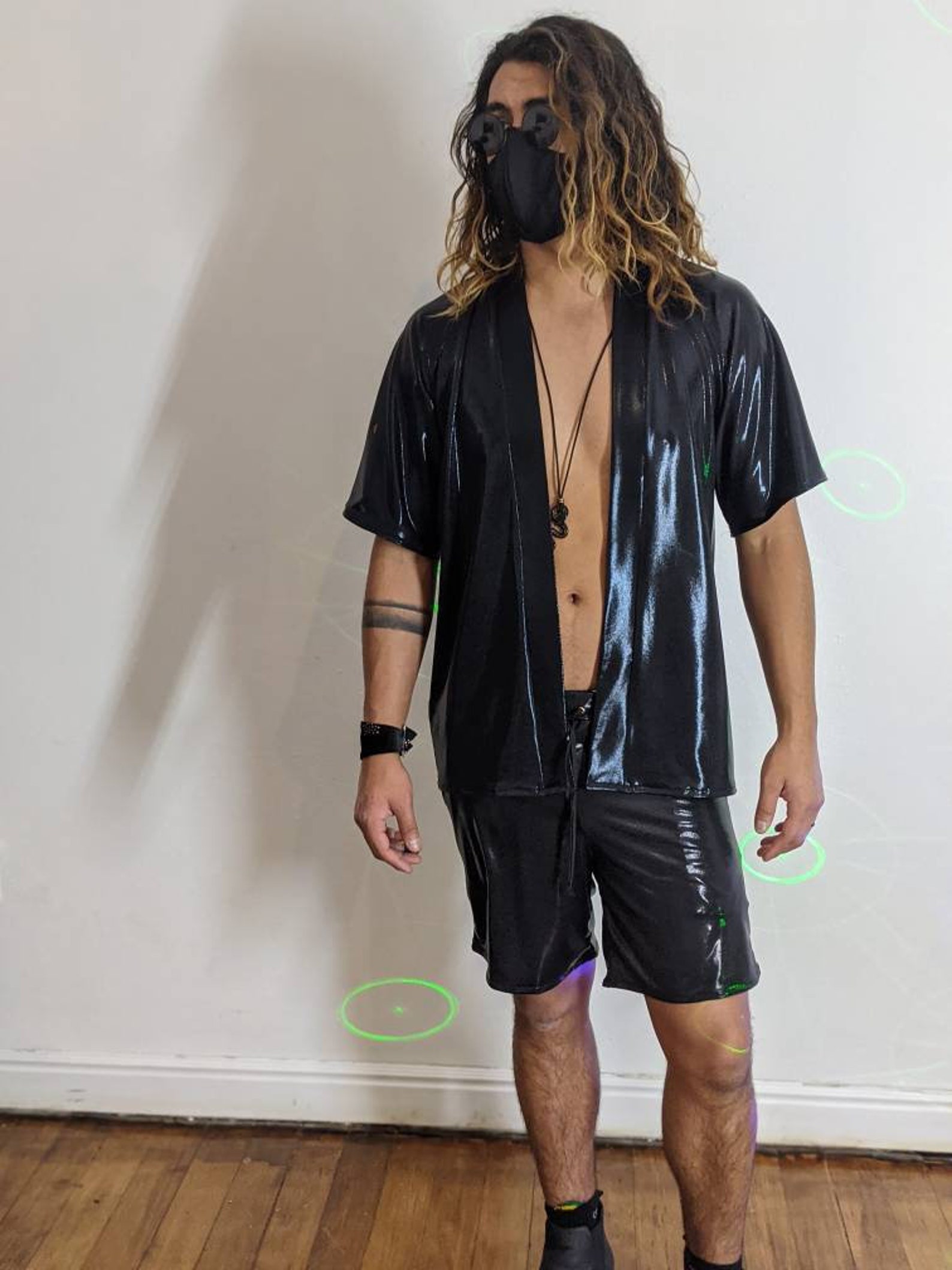 Black Iridescent Men's Shorts Rave Shorts Holographic | Etsy