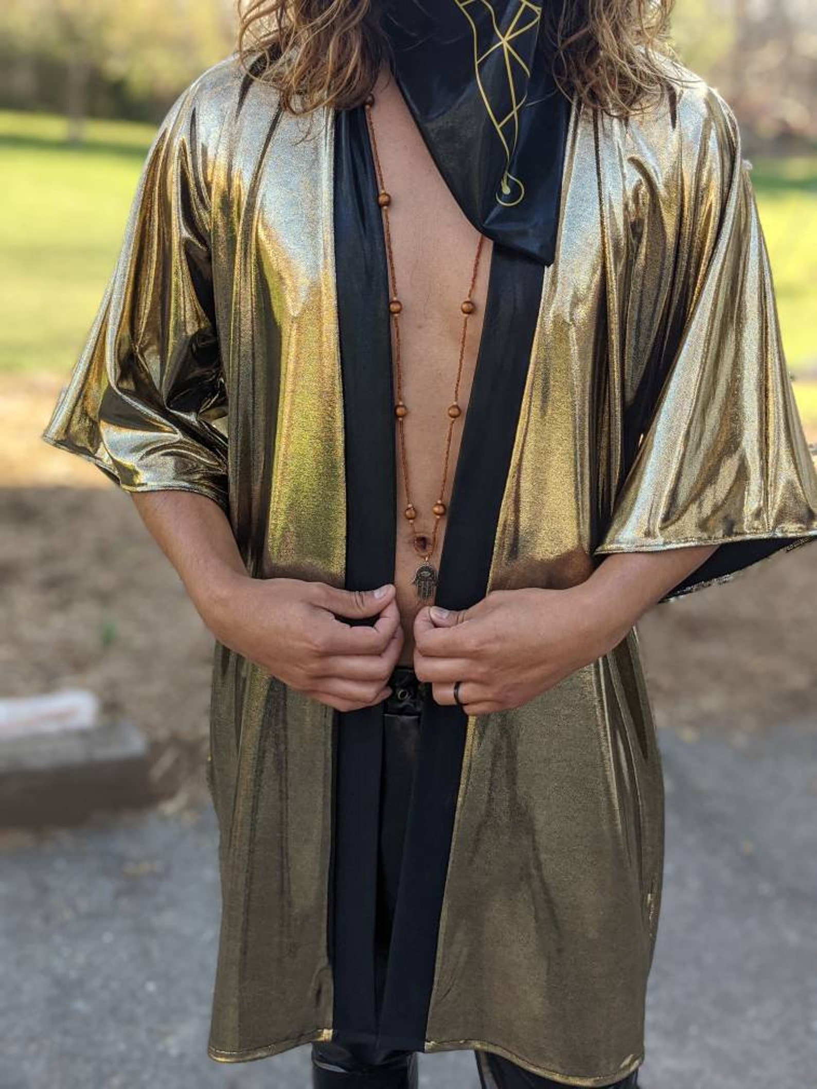 Men's Rave Kimono Gold Kimono Festival Cloak Festival Jacket Festival ...