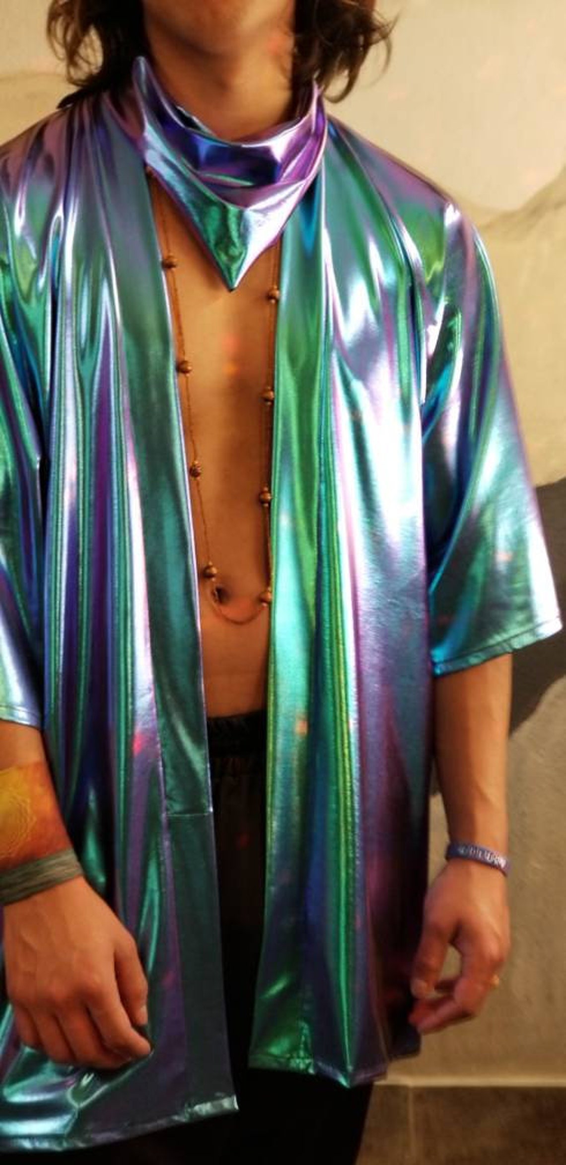 Men's Rave Kimono Holographic Jacket Iridescent | Etsy