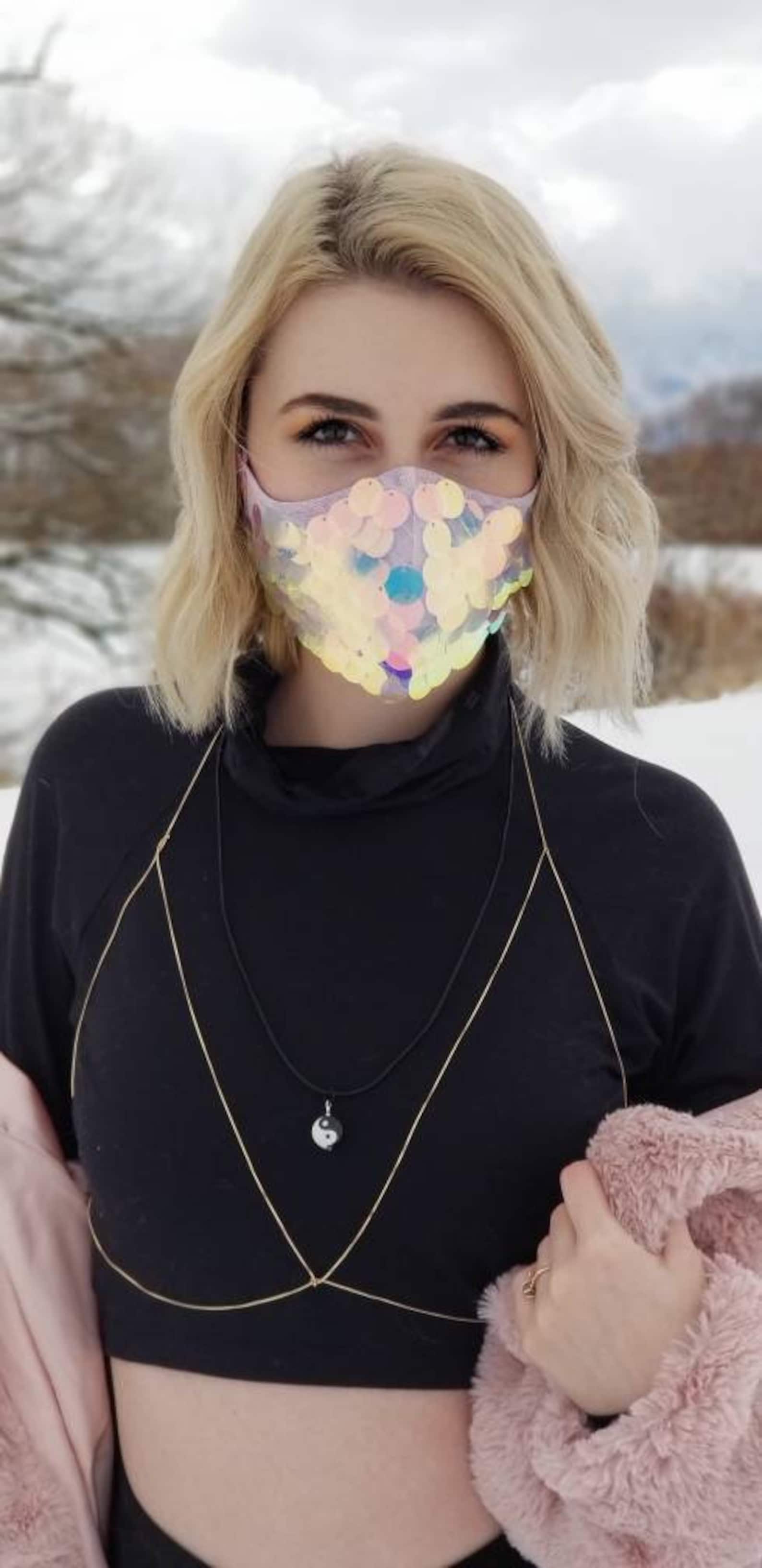 Sequin Rave Mask Face Mask Festival Mask Dust Mask Sequin | Etsy
