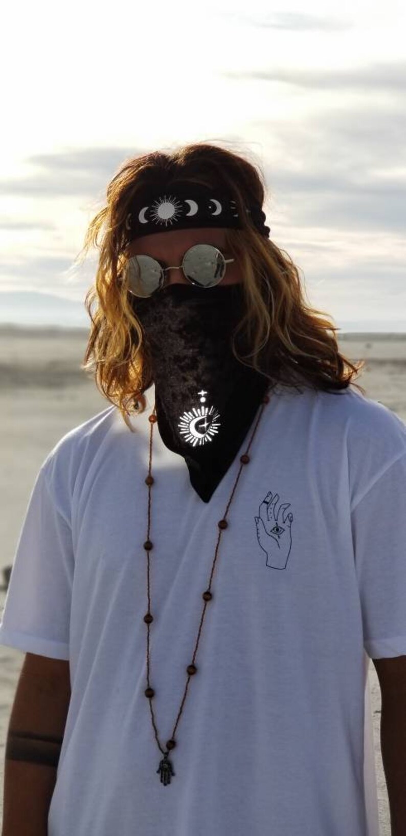 Rave Headband Reflective Psychedelic Headband Moon Phases - Etsy