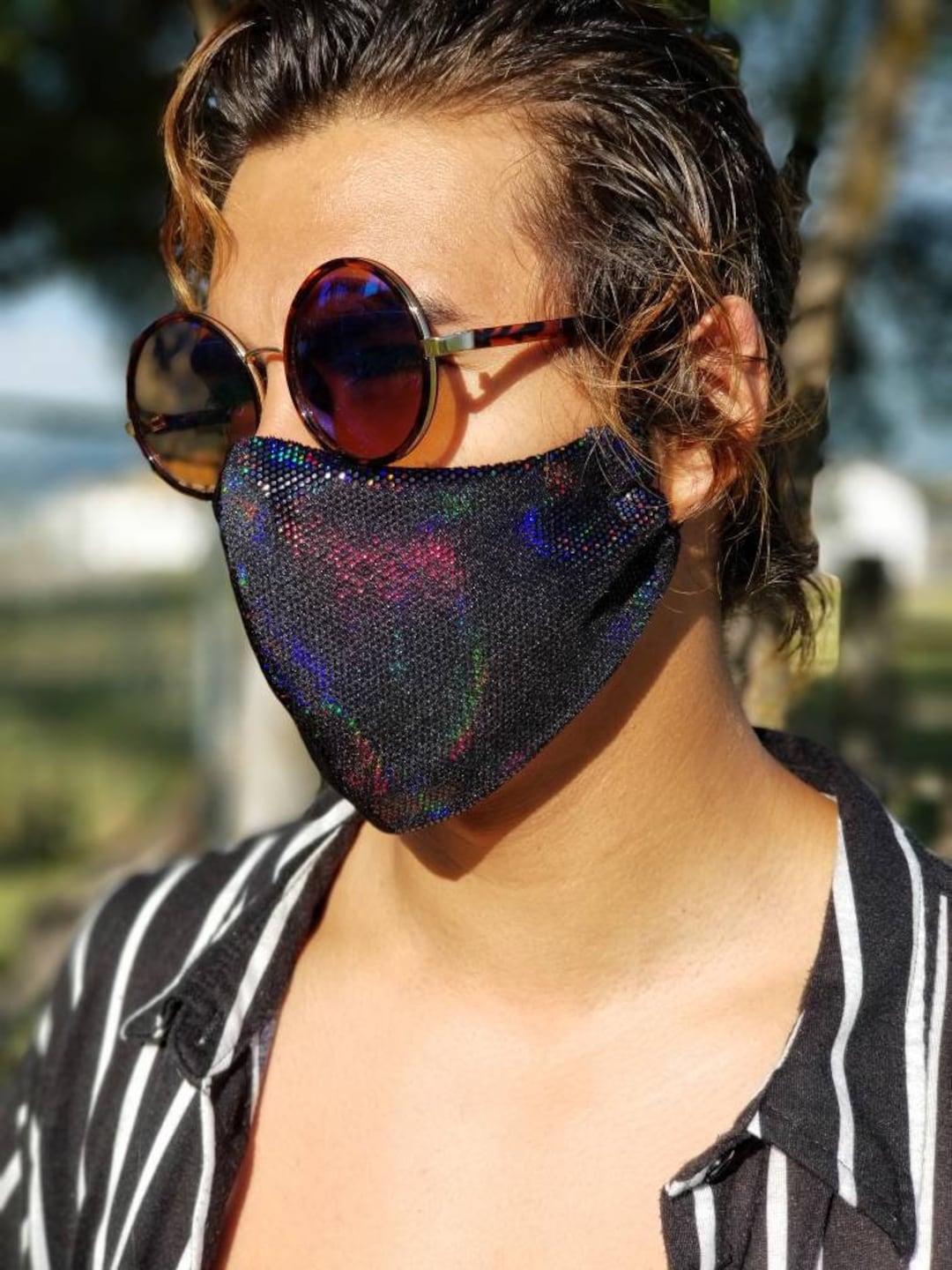 Rave Mask| Reusable Face Mask| Fashion Mask| Iridescent Mask| Festival ...