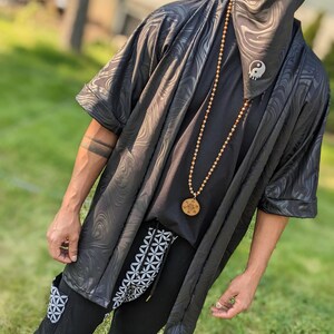 Black on Black Psychedelic Men's Kimono| Black Swirl Top| Psychedelic ...