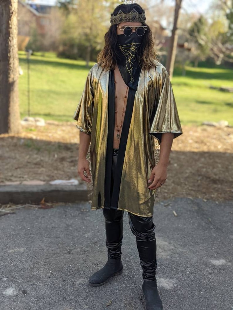 Men's Rave Kimono Gold Kimono Festival Cloak Festival | Etsy