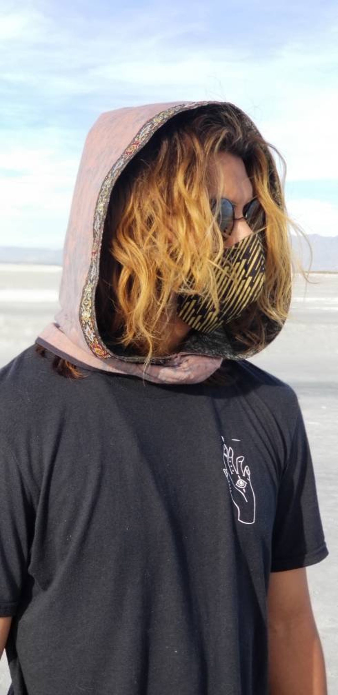 Rave Hood| Reversible Festival Hood| Hood Scarf| Mens Rave Wear| Womens ...