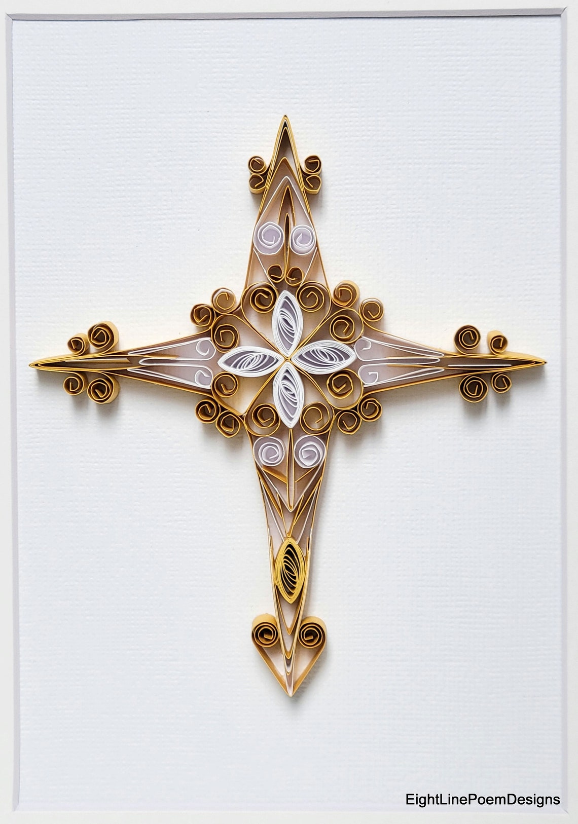 3D Golden Decorative Cross | Unique Handmade Paper Filigree | 8x10 for ...