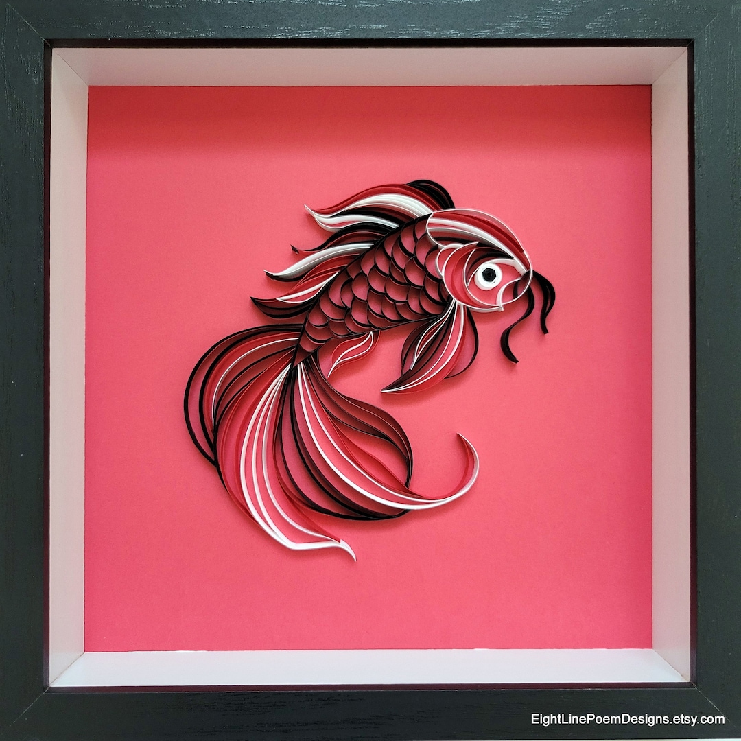 Black Red White Koi Fish | Unique Handmade 3D Paper Quilling Art | Fish ...