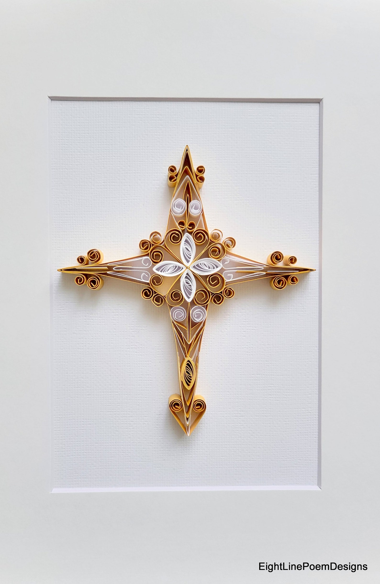 3D Golden Decorative Cross | Unique Handmade Paper Filigree | 8x10 for ...