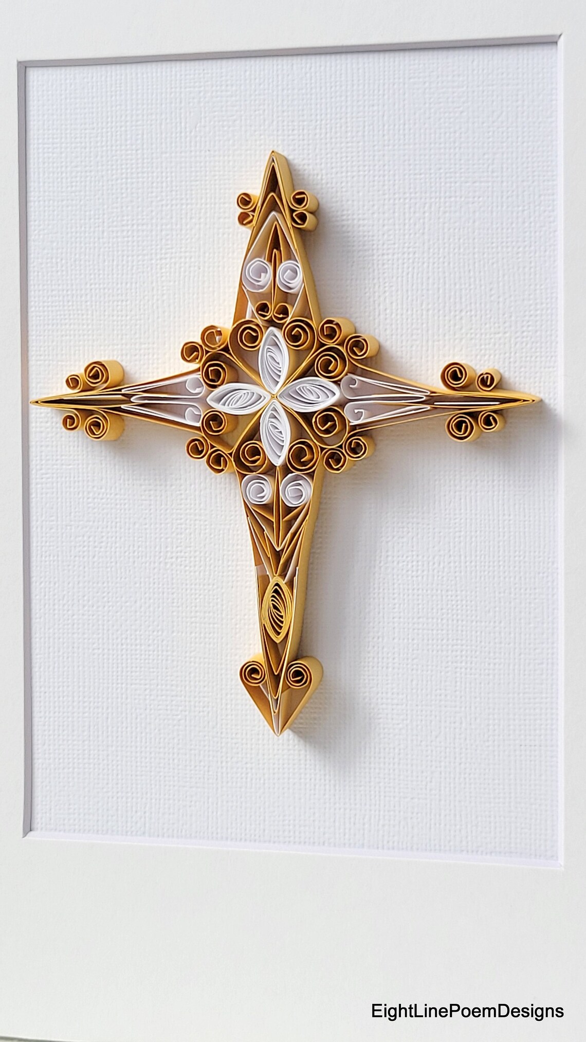3D Golden Decorative Cross | Unique Handmade Paper Filigree | 8x10 for ...