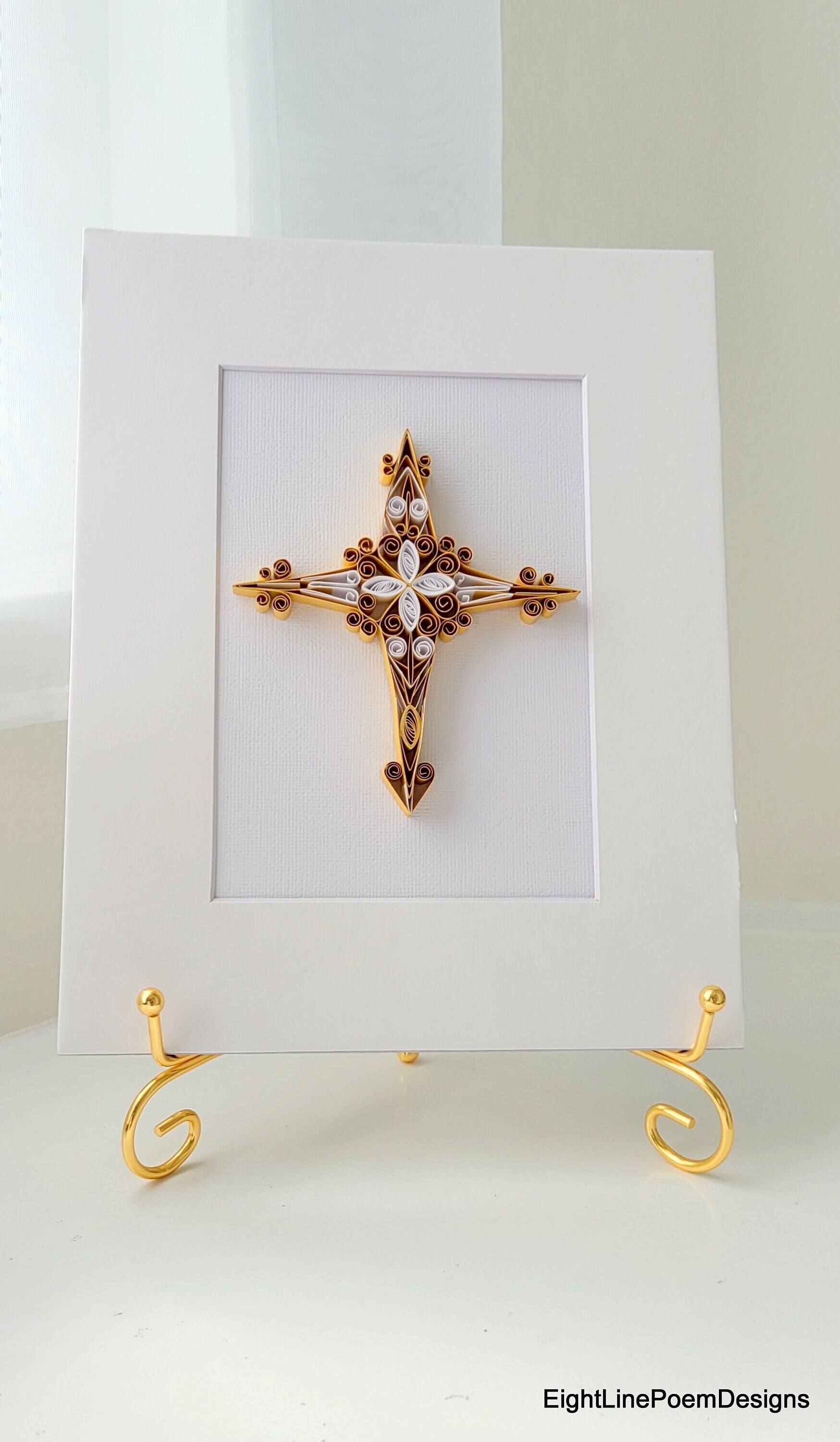 3D Golden Decorative Cross | Unique Handmade Paper Filigree | 8x10 for ...