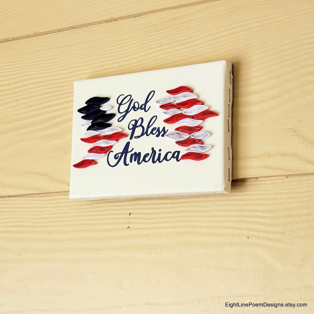 God Bless America | 3D Paper Art | 5x7 Paper Quilling on Canvas | Mini ...