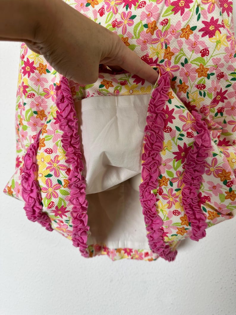 Vintage Lilly Pulitzer Floral Ruffled Cocktail Dress Sz 12 "lady Like ...