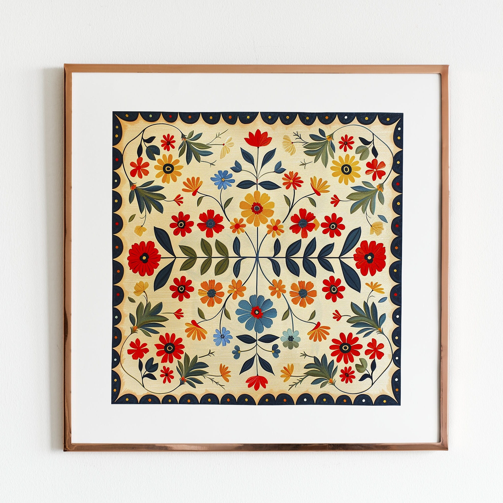 Printed, Poster,indian Folk Art Print, Floral Indian Pattern, Pichwai ...