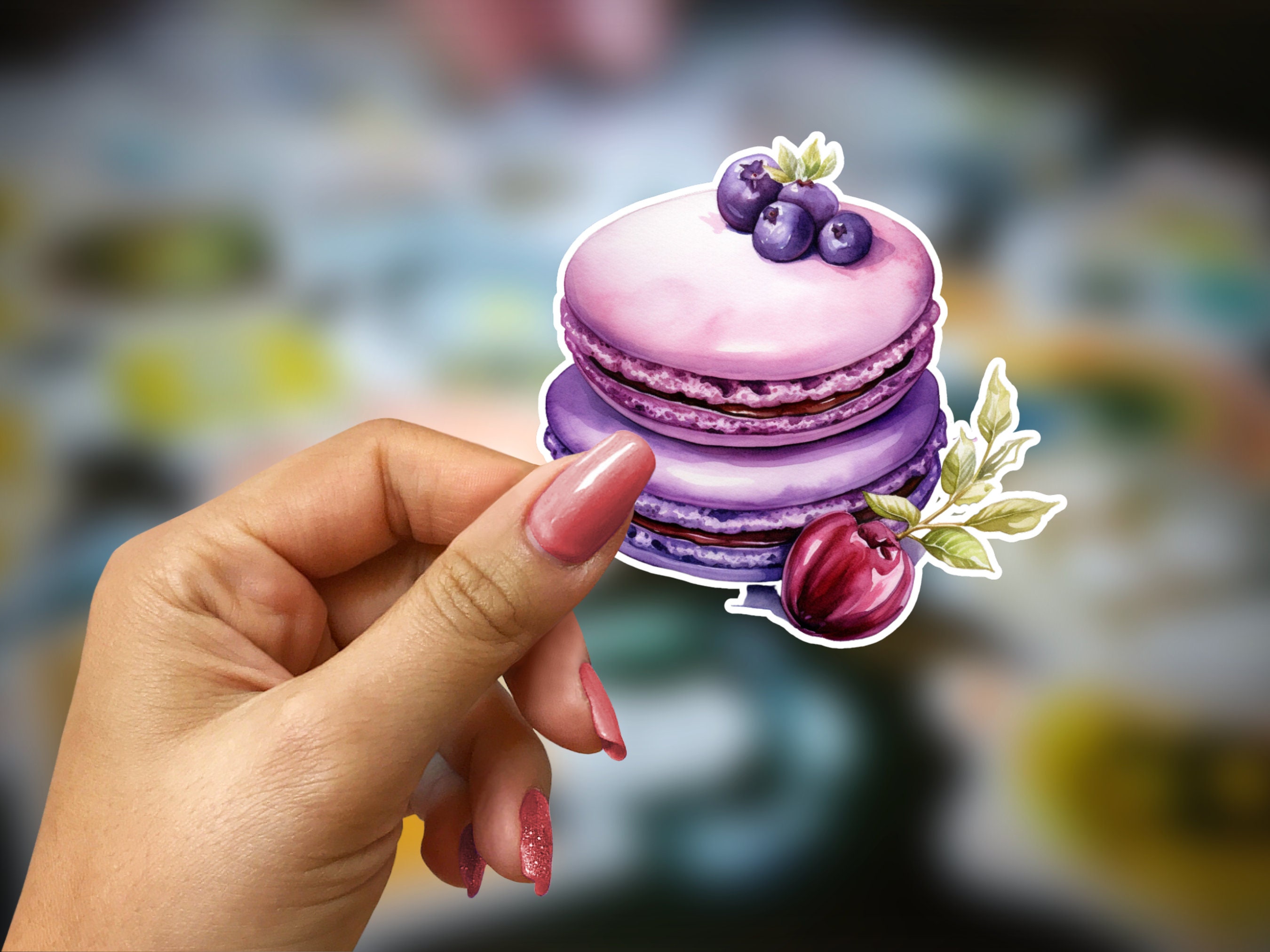 Cute Watercolor Macarons Sticker Bundle, Macaroons Sticker, Sweet ...