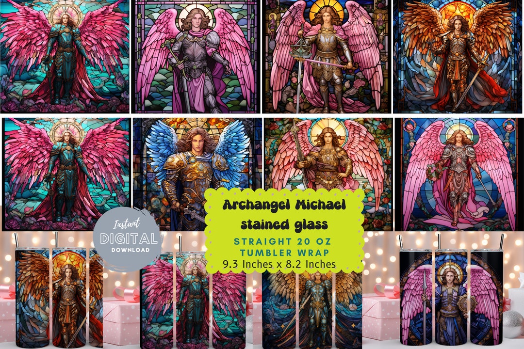 Archangel Michael Stained Glass Tumbler Wrap Archangel Michael 20oz ...