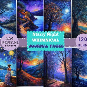Whimsical Starry Night Junk Journal Kit Ephemera, ATC, Bookmarks ...