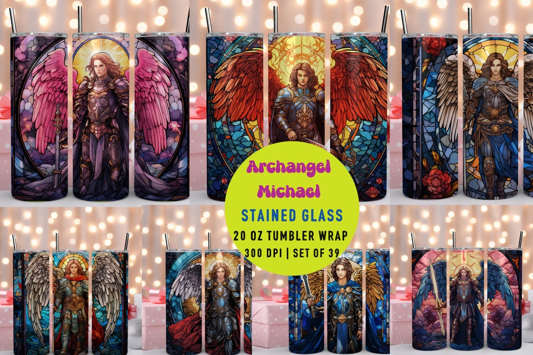 Stained Glass Archangel Michael 20 Oz Tumbler Wrap Bundle,sublimation ...
