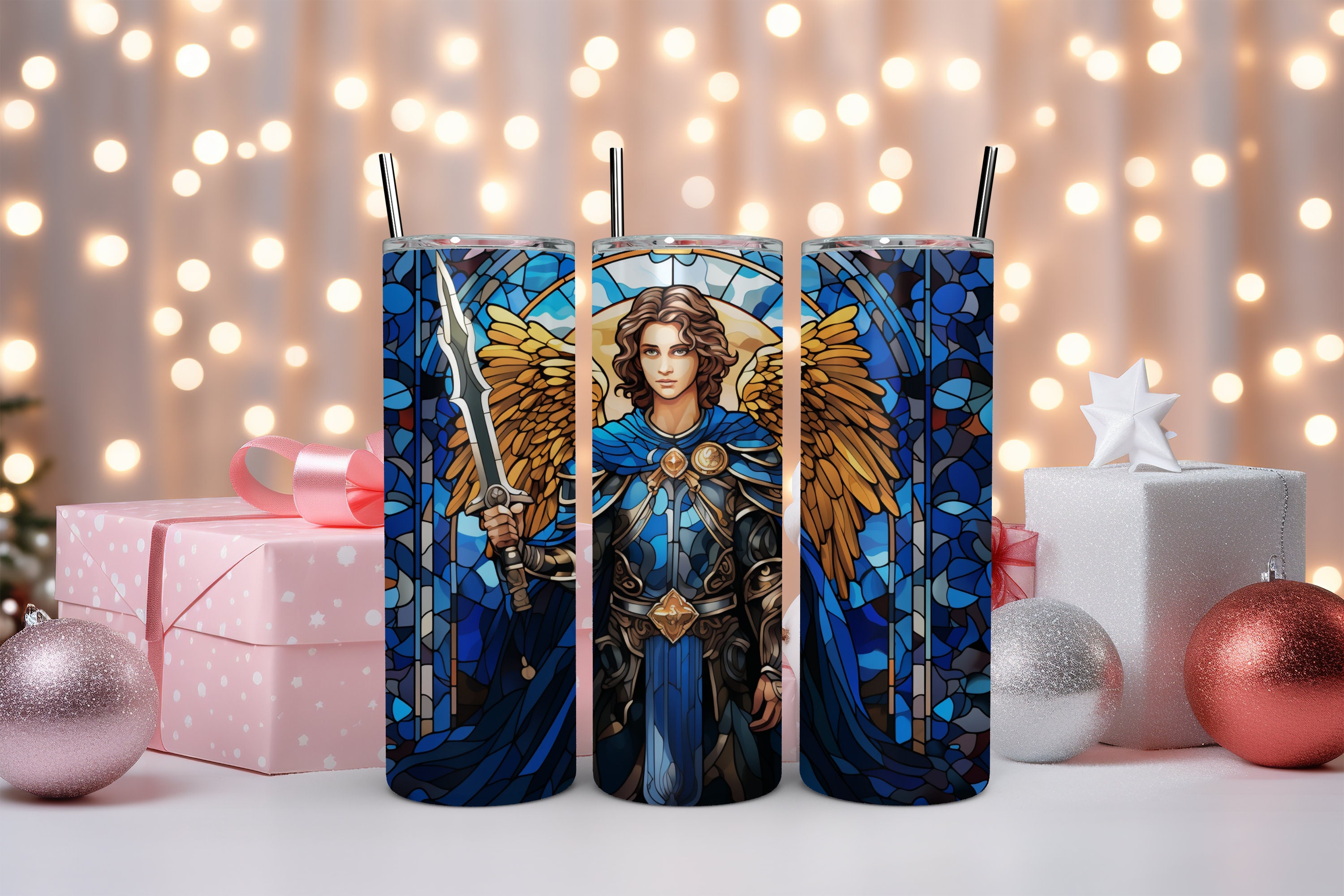 Stained Glass Archangel Michael 20 Oz Tumbler Wrap Bundle,sublimation ...