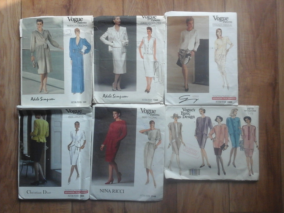 Lot of 5 Vintage 1990s Vogue 1990s Designer Sewing Patterns UNCUT Sizes ...