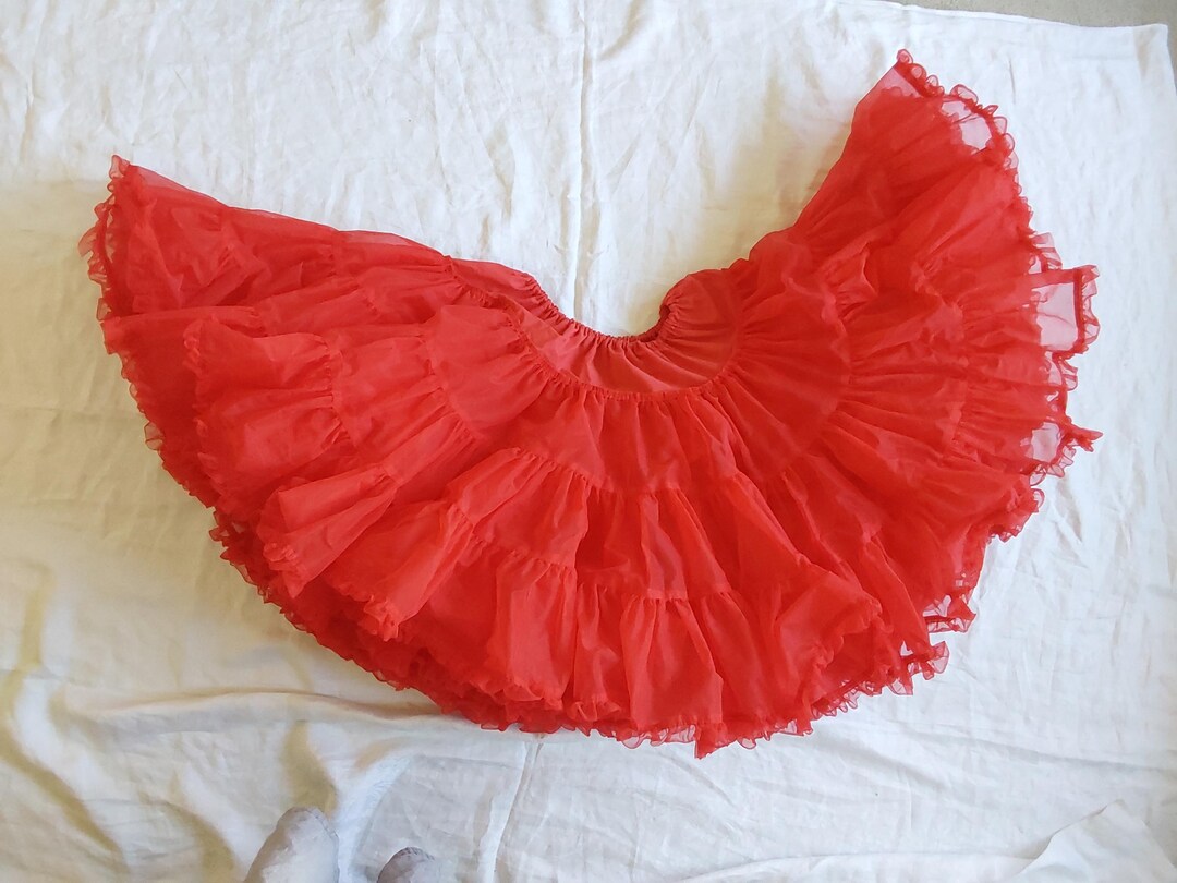 Vintage 1970s 1980s Full Bright Red Crinoline Fits 24 to 30 Inch Waist ...