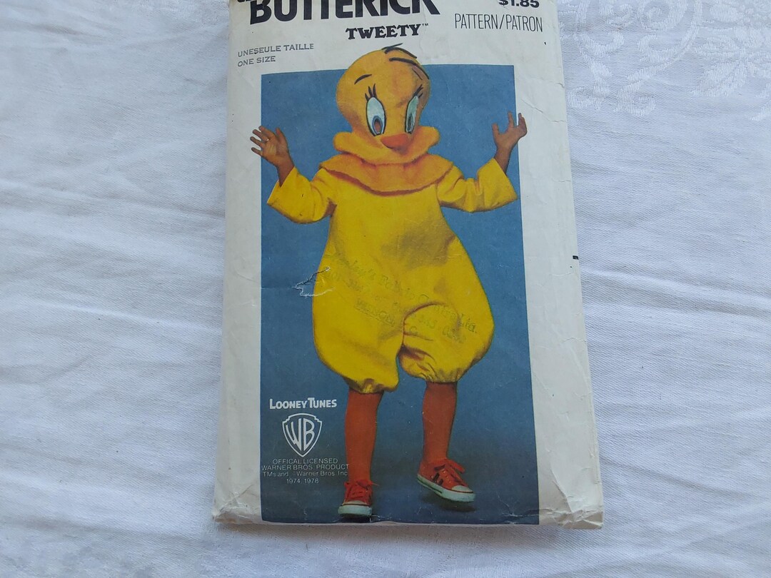 Vintage 1970s Butterick Sewing Pattern 6350 Tweety Outfit Costume With ...