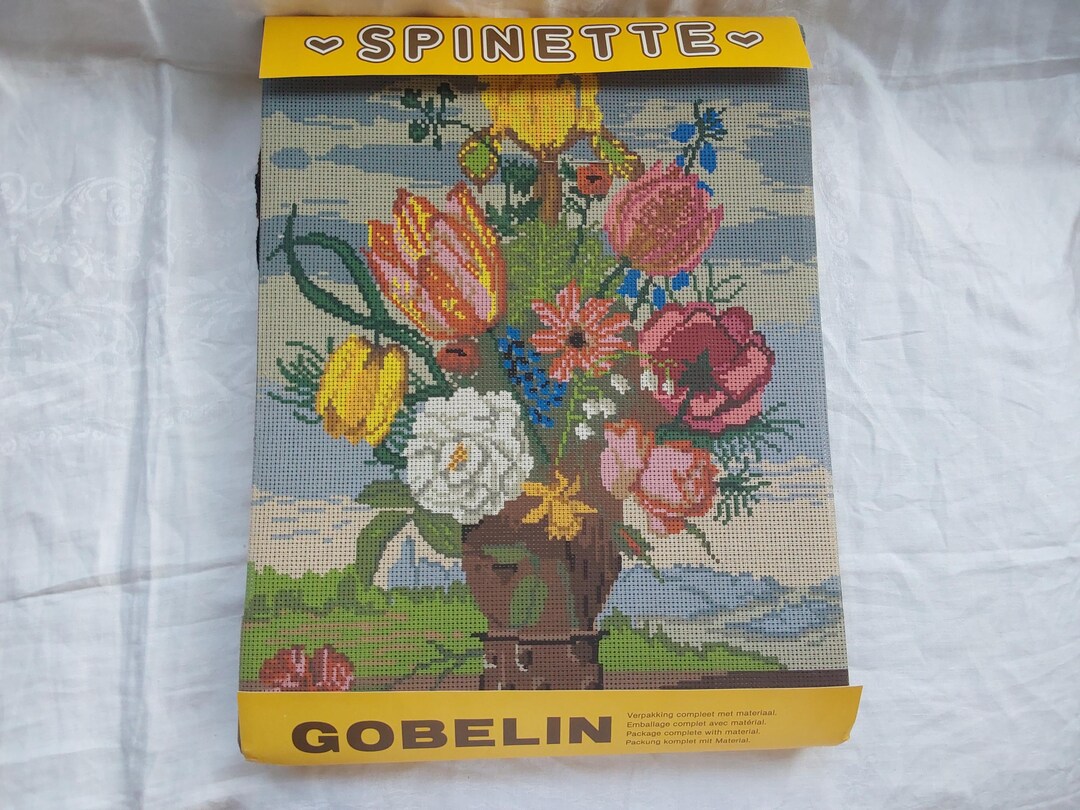 Vintage Gobelin Spinette Complete Needlepoint Kit Vase With Flowers by ...
